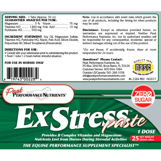 Peak Performance Ex Stress Paste Single Dose | – Paddock Saddlery