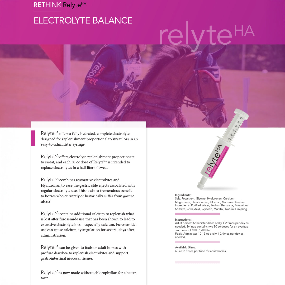Resolvet Relyte HA Electrolyte Gel 60 cc – Paddock Saddlery