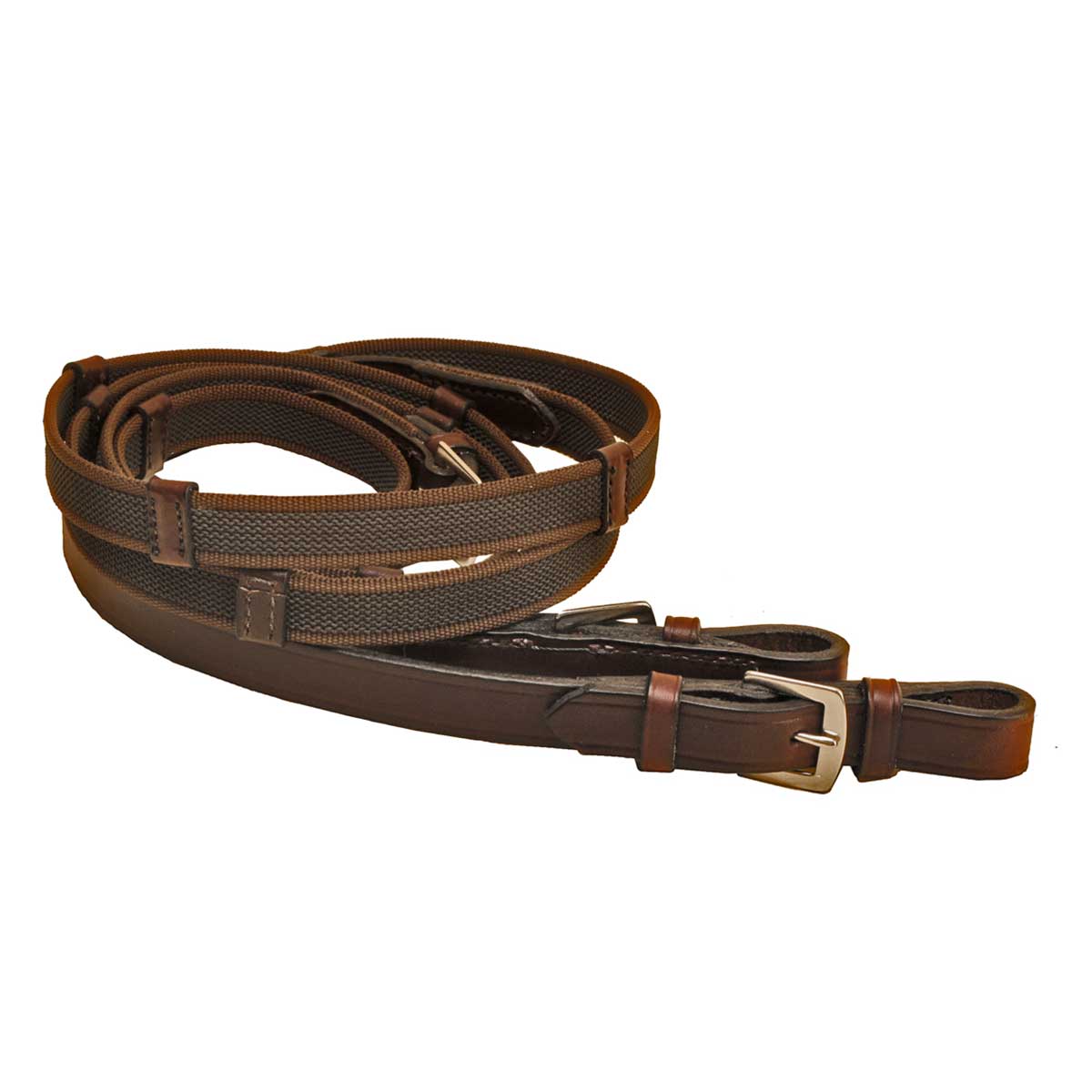 Tory Leather Woven Rubber English Reins 54 Inch Soft Grip Paddock