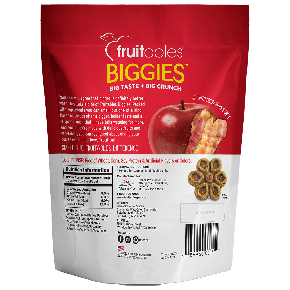 Fruitables Bibbies Real Crispy Bacon & Apple Dog Biscuits | – Paddock ...